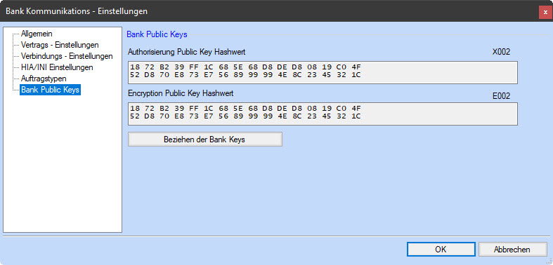 EBICS Verbindung konfigurieren