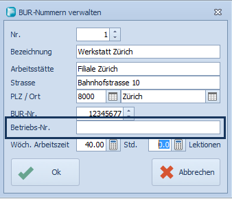 Betriebsnummer bei BUR-Nummern ergänzt