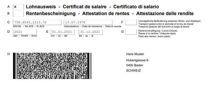 Neuer Lohnausweis 2021 mit Geburtsdatum und SV-Nummer
