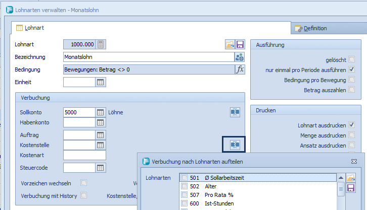 Verbuchung Lohnarten