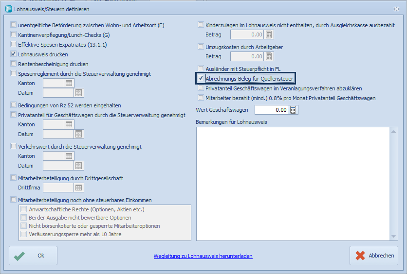 Angaben zu Lohnausweis erweitert